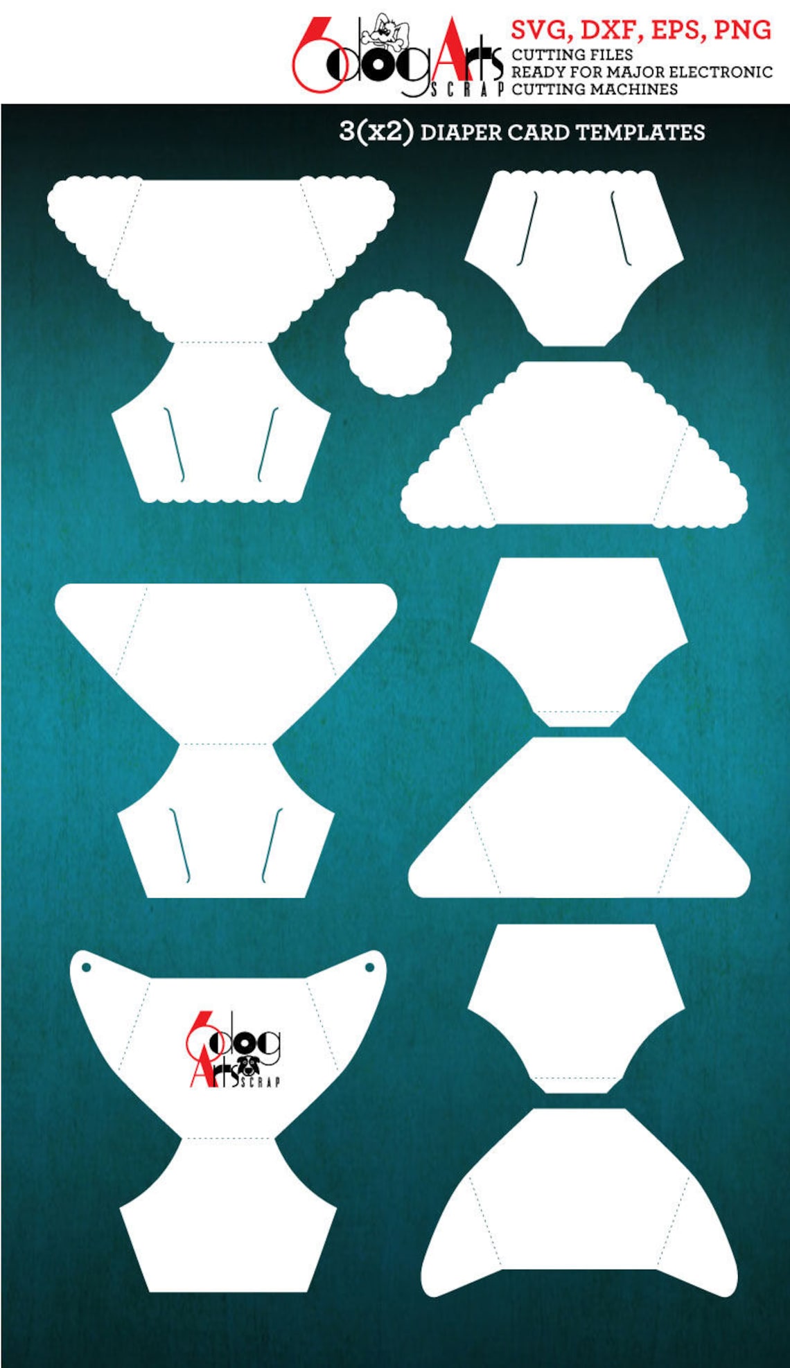 3 Diaper Card Templates Digital Cut SVG DXF Files Baby Shower - Etsy ...