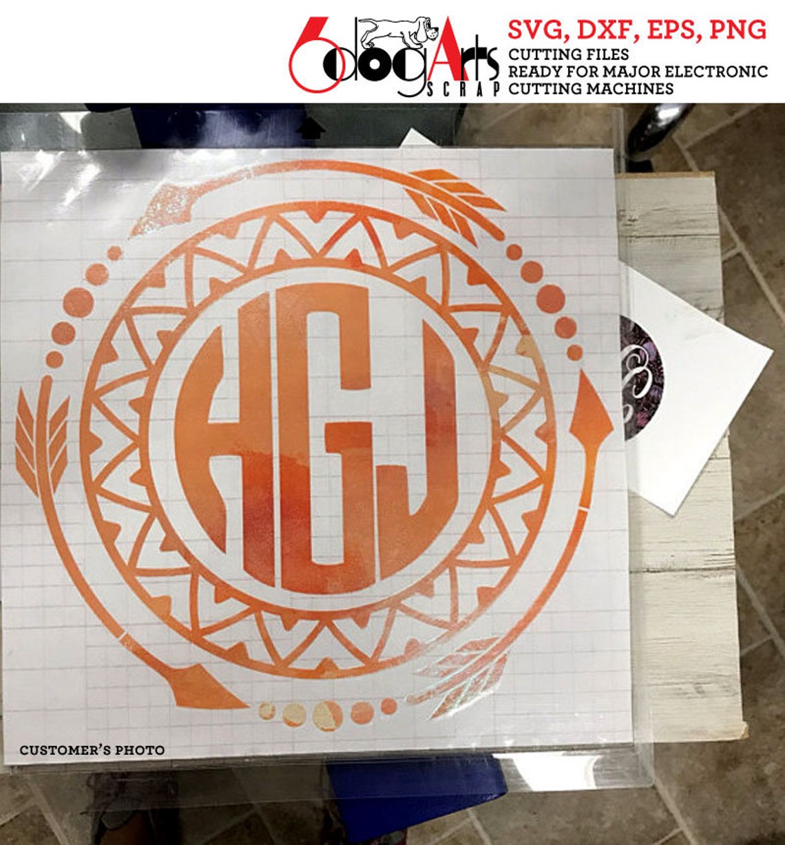 Feather Arrow Monogram Frames Digital Files Svg Dxf Eps Png - Etsy