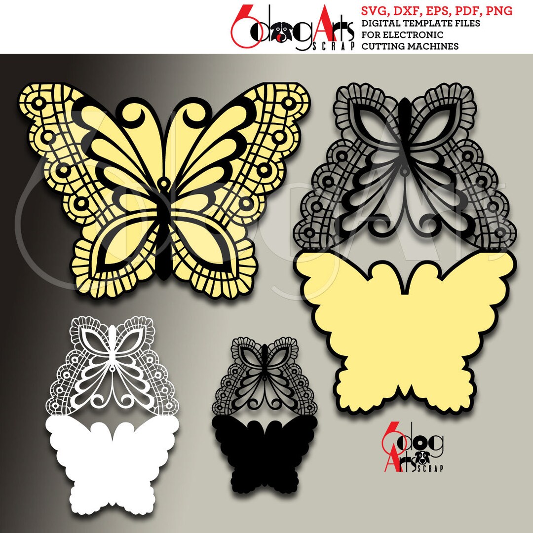 Butterfly Lace Card Template Digital Cut SVG DXF Files Wedding ...