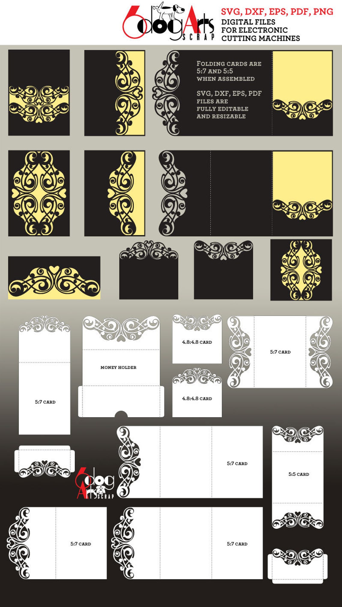 9 Lace Card / Envelope Templates Digital Cut SVG DXF Files - Etsy Canada