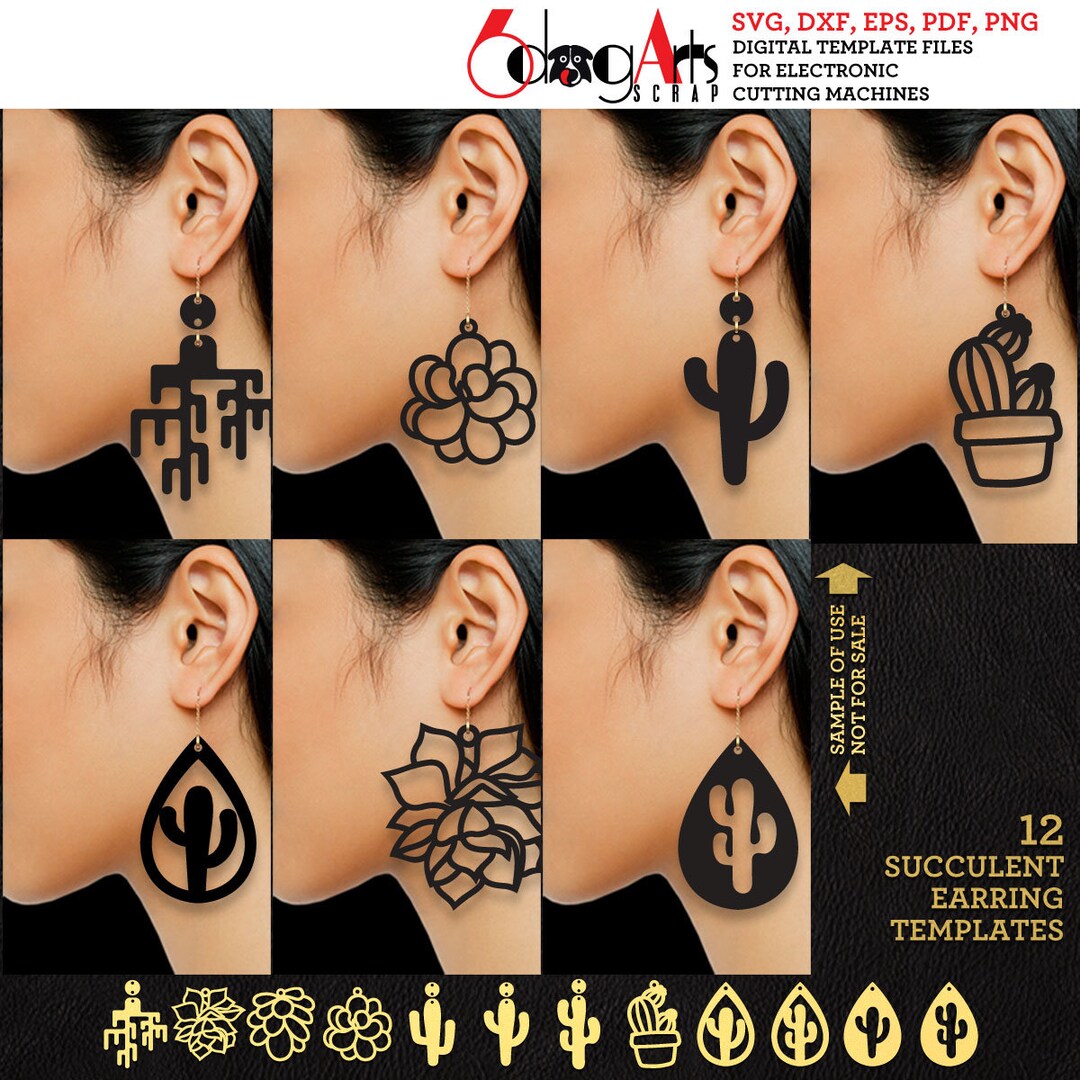12 Cactus Earring / Pendant Templates Vector Digital SVG DXF Files ...