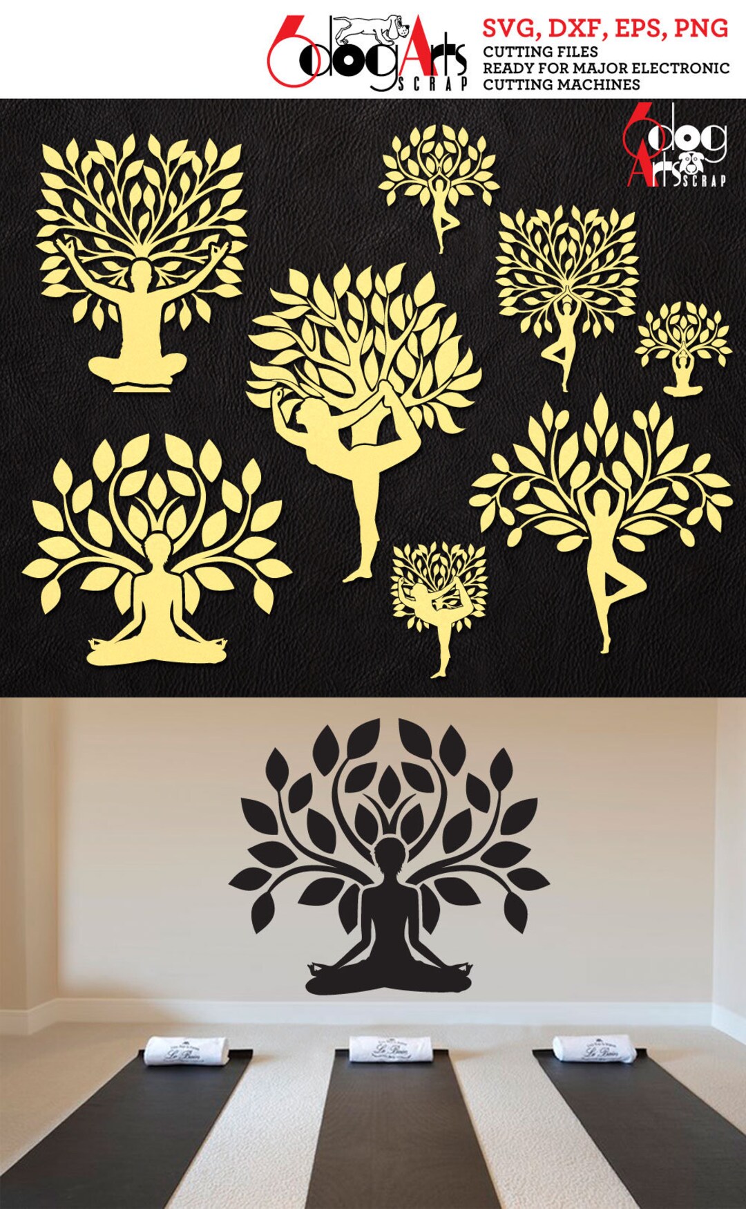 Yoga Tree of Life Logos Vector Digital Files SVG DXF Download - Etsy