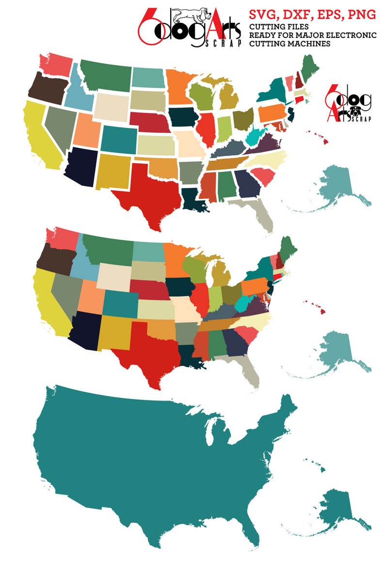 USA Map All States Vector Digital Files Svg Dxf Download Vinyl - Etsy ...