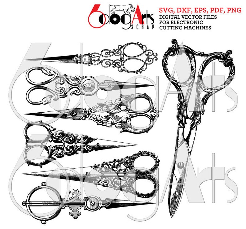 Vintage Scissors Digital Vector Files SVG DXF Glowforge Laser | Etsy
