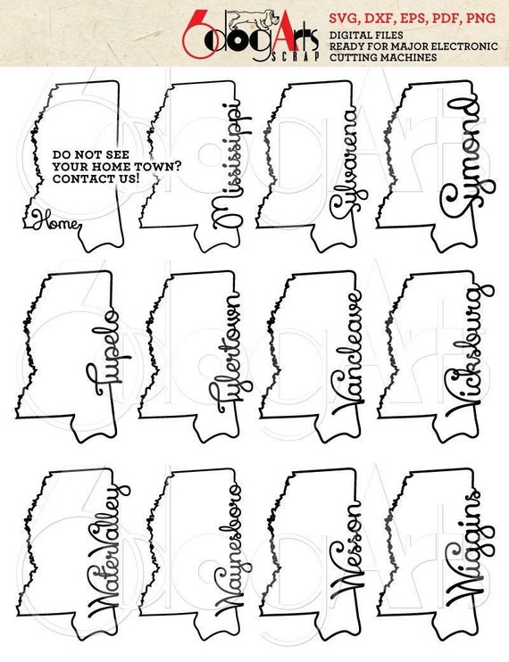 Mississippi Outline Typography part 12 SVG DXF Vector Files | Etsy