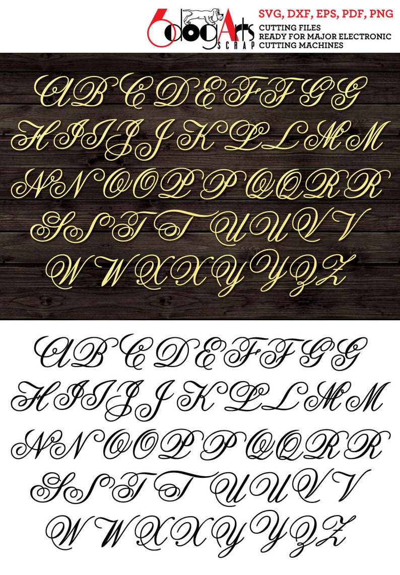 Elegant Monogram Script Alphabet Letters SVG DXF Vector Images | Etsy