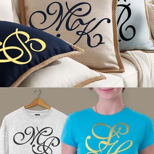 Elegant Script Monogram Alphabet Digital Images Svg Dxf Eps Png ...