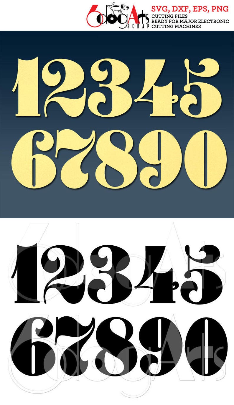Numbers Digital Images Svg Dxf Eps Png Silhouette SCAL | Etsy