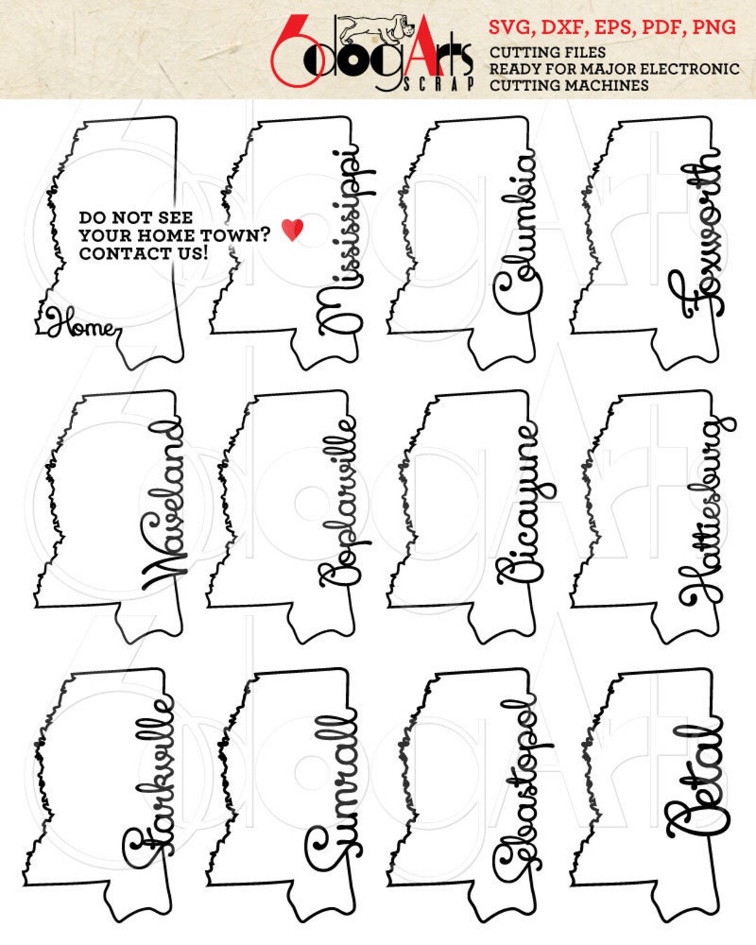 Mississippi Outline Typography part 3 Files SVG DXF - Etsy