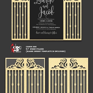 Gate-fold Card Template Digital SVG DXF Files Wedding Invitation ...