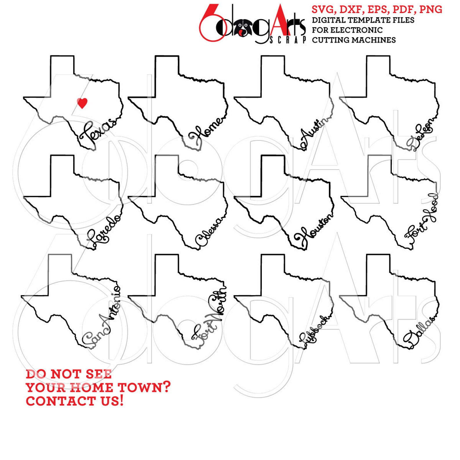 Texas Outline Typography Cut File Svg Dxf Eps Png Silhouette Cricut ...