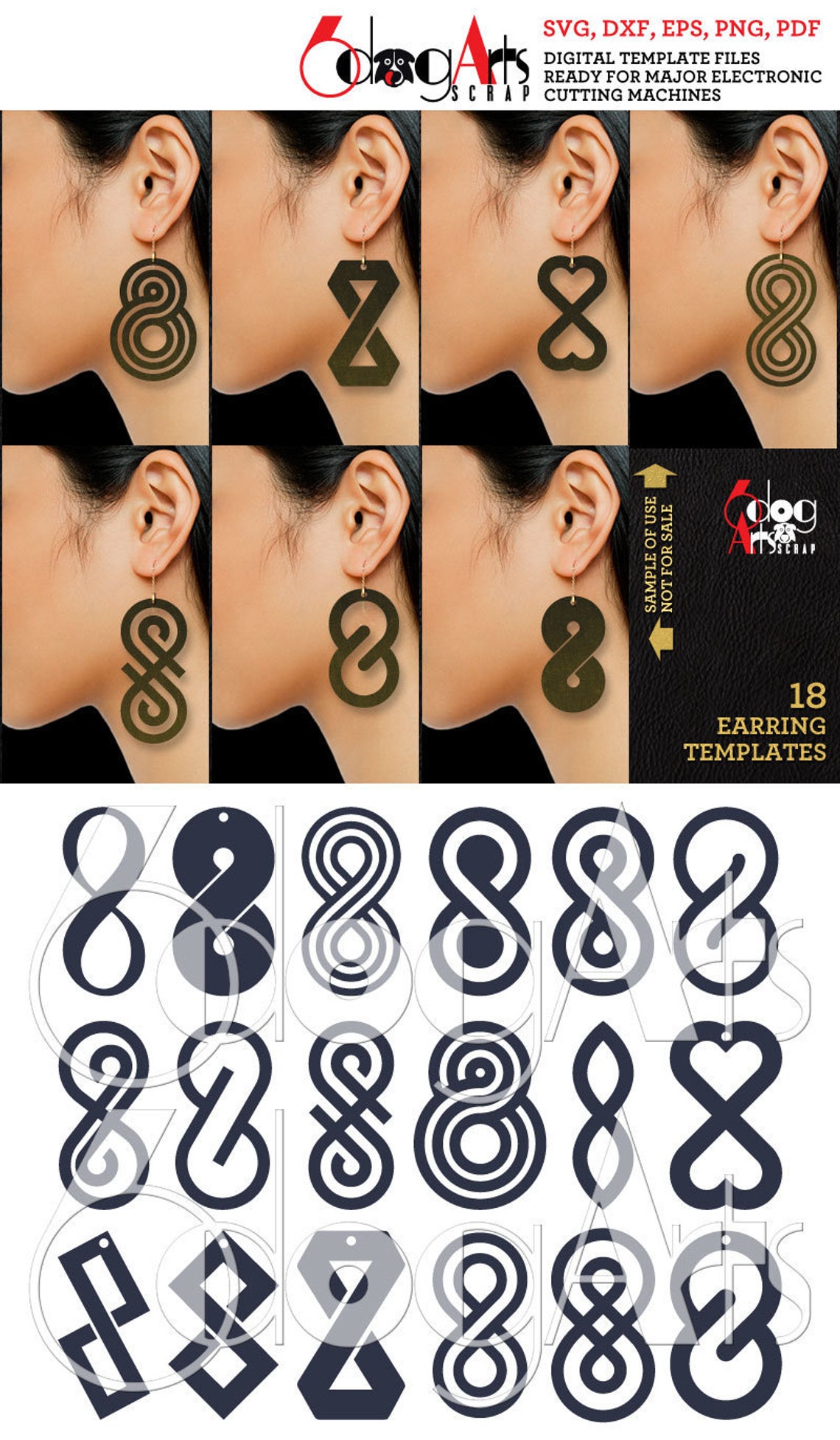 18 Infinity Loop Earring SVG DXF Templates Wood Acrylic Metal - Etsy