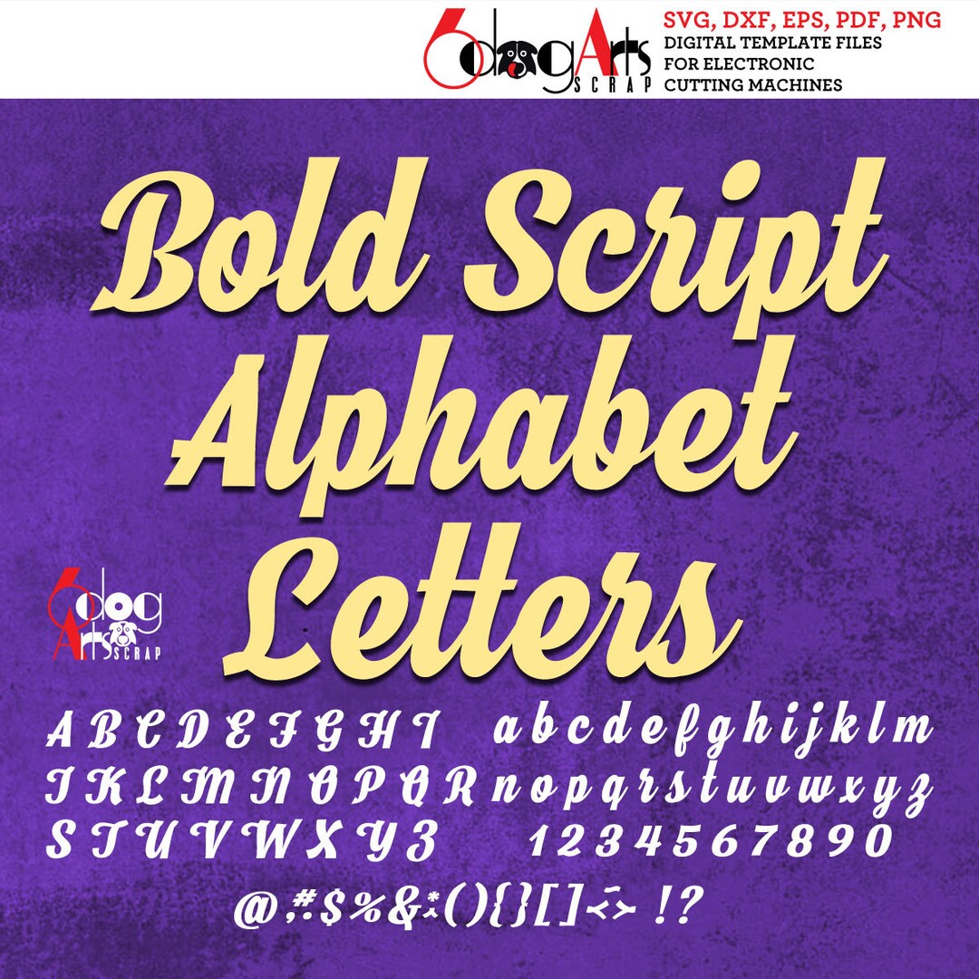 Bold Script Alphabet Letters SVG DXF Vector Images Monogram Cuttables ...