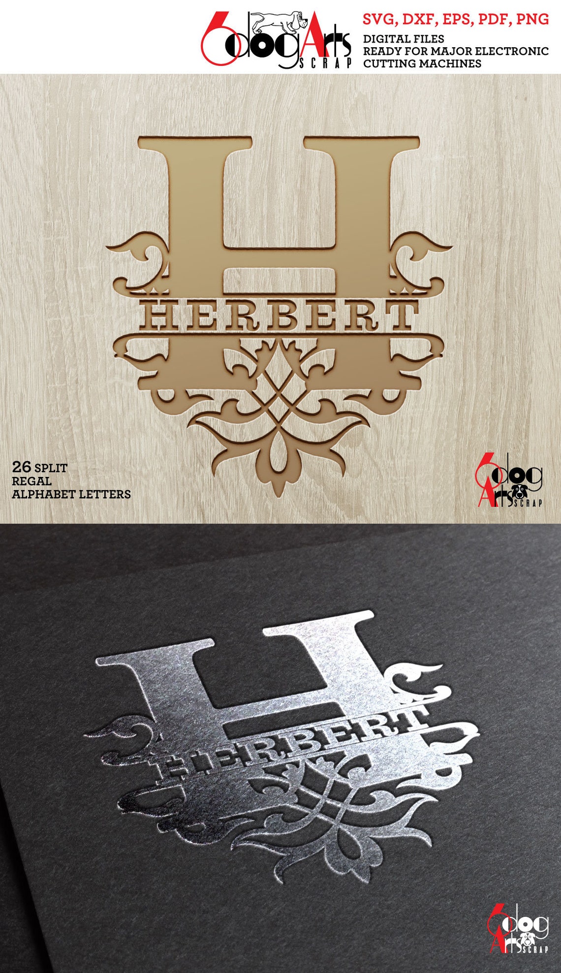 Split Monogram Letters SVG DXF Vector Cut Files Monogram Font - Etsy