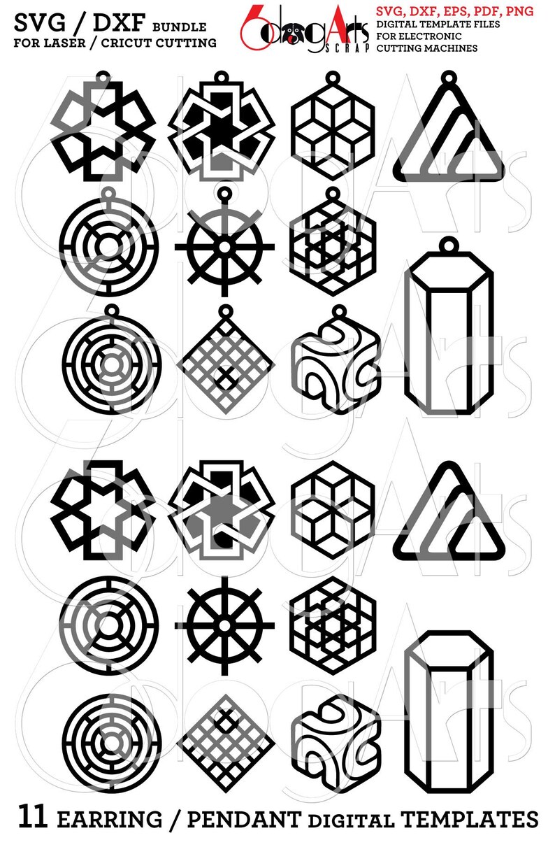 Earring SVG / DXF Bundle Digital Template Files Download for Laser ...