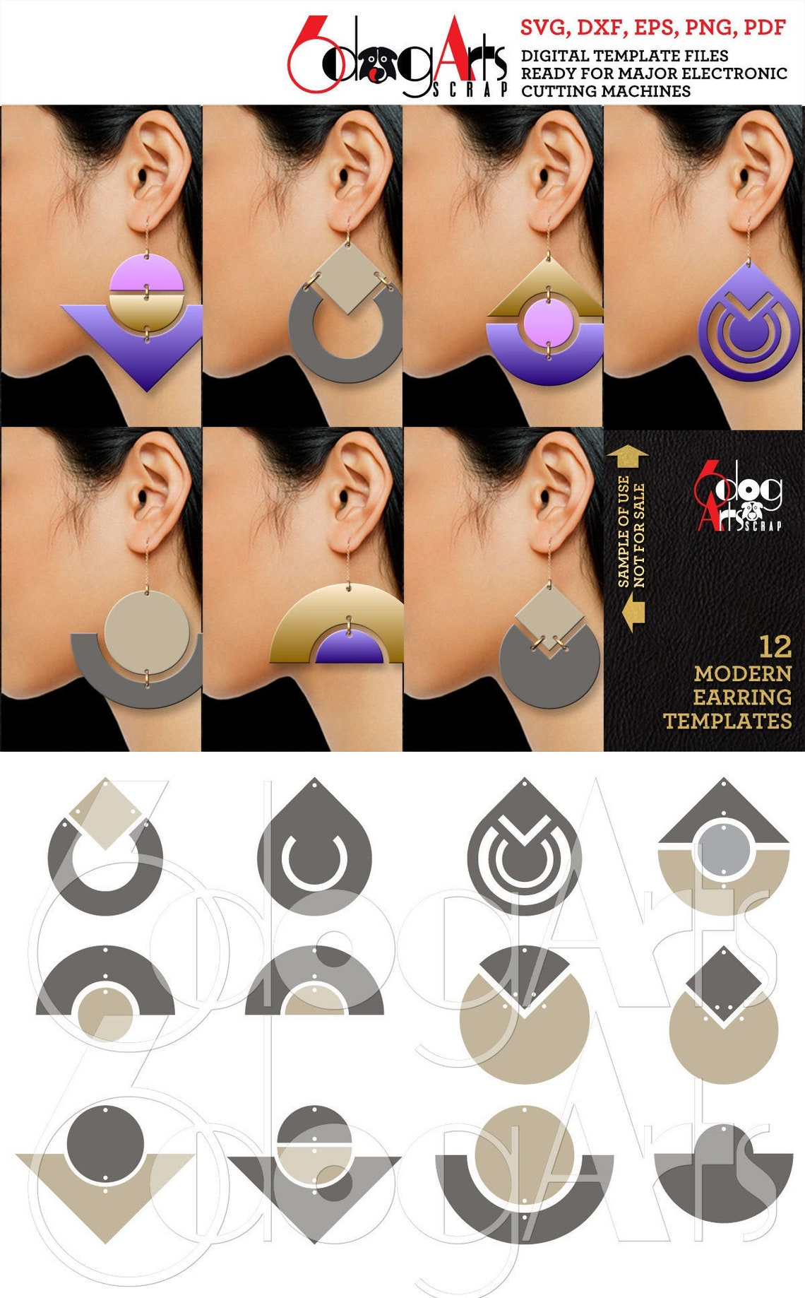12 Contemporary Modern Earring SVG DXF Templates Wood Acrylic - Etsy