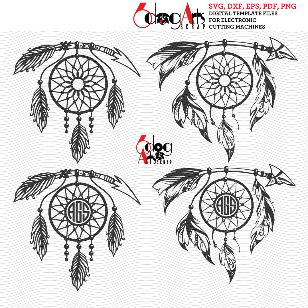 Dream Catcher Monogram Frames SVG DXF Eps Png Vector Digital Files ...