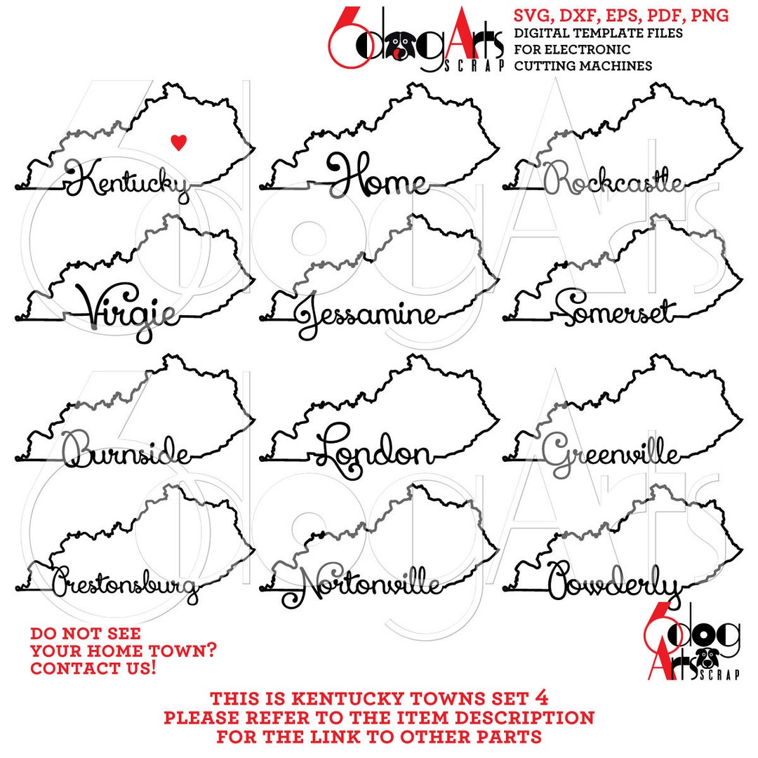Kentucky Outline Typography Part 4 Files Svg Dxf Eps Png Pdf Silhouette ...