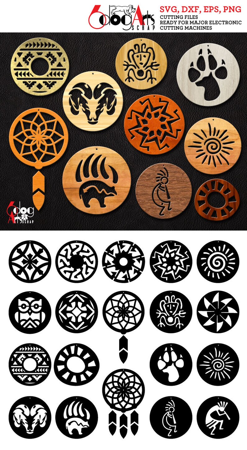 19 SVG Bundle Native American Earring Pendant Templates Digital Files ...