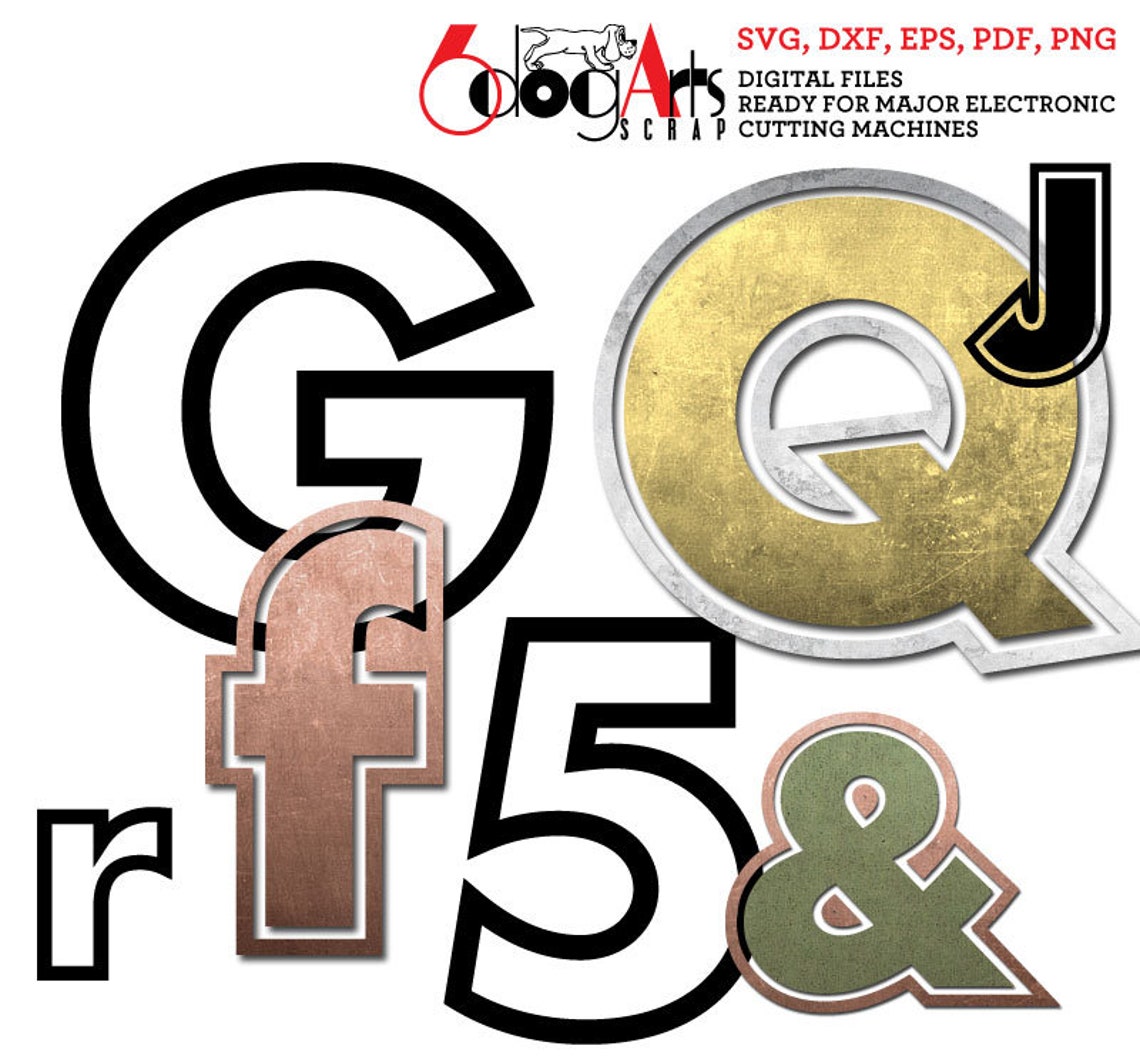 Classic Bold Alphabet Outlined Letters Digital Images SVG DXF - Etsy