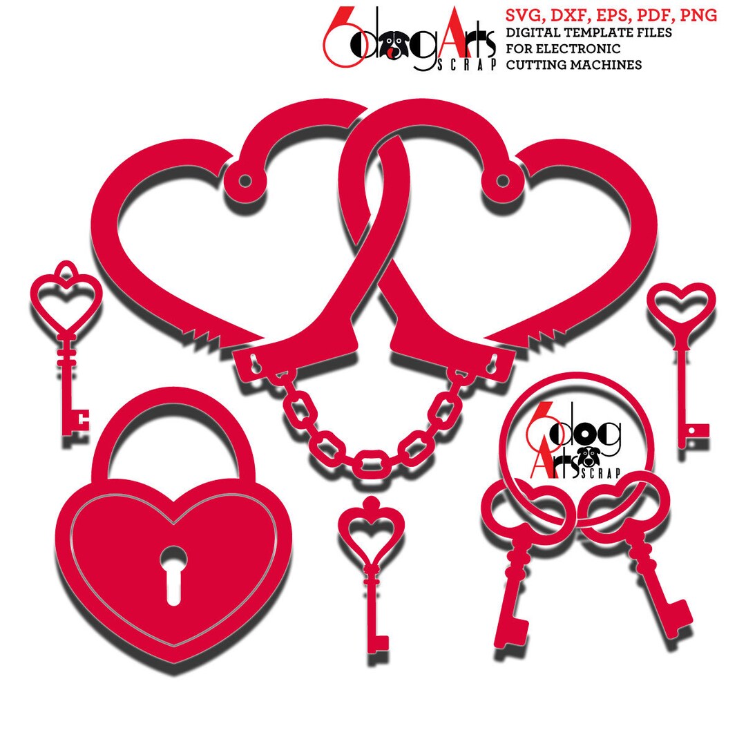 Love Handcuffs Wedding Clip Art Vector SVG DXF Digital Files Vinyl Iron ...