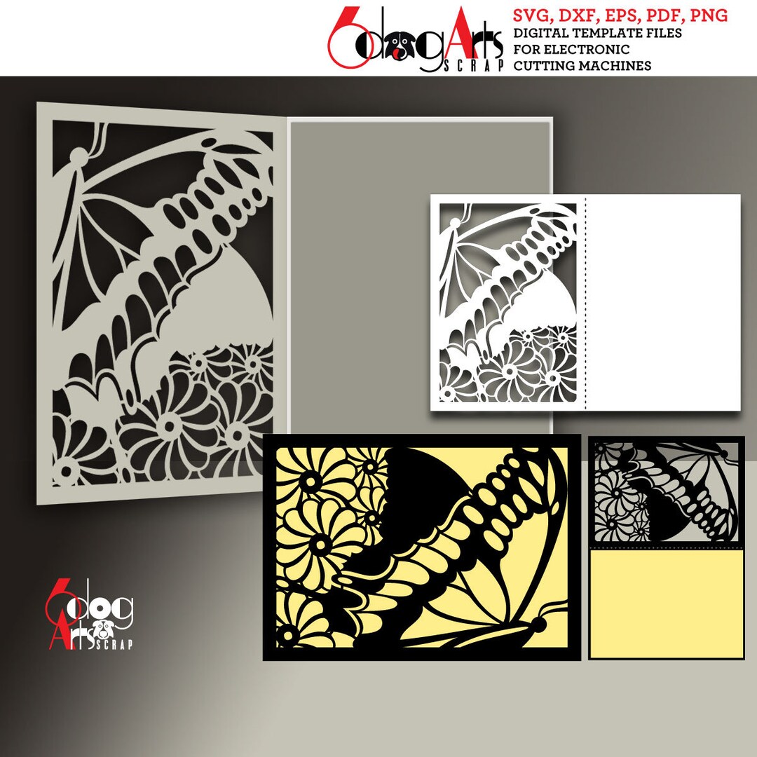 Butterfly Lace Card Template Digital Cut SVG DXF Files Wedding ...