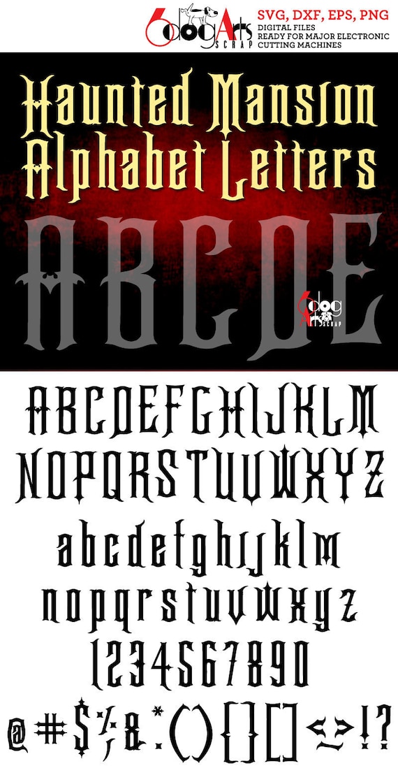 Haunted Mansion Alphabet Letters Digital Images Svg Dxf Eps | Etsy UK