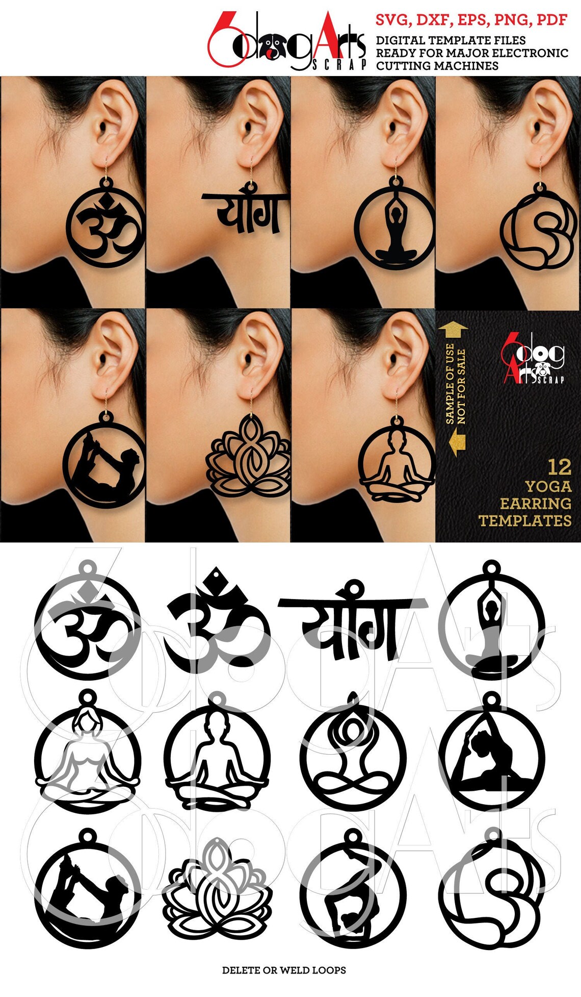 12 Yoga Earring SVG DXF Templates Wood / Acrylic / Metal - Etsy