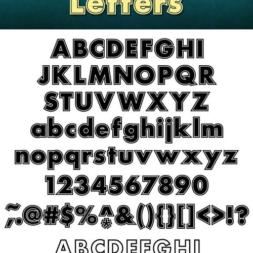 Classic Bold Alphabet Outlined Letters Digital Images SVG DXF - Etsy