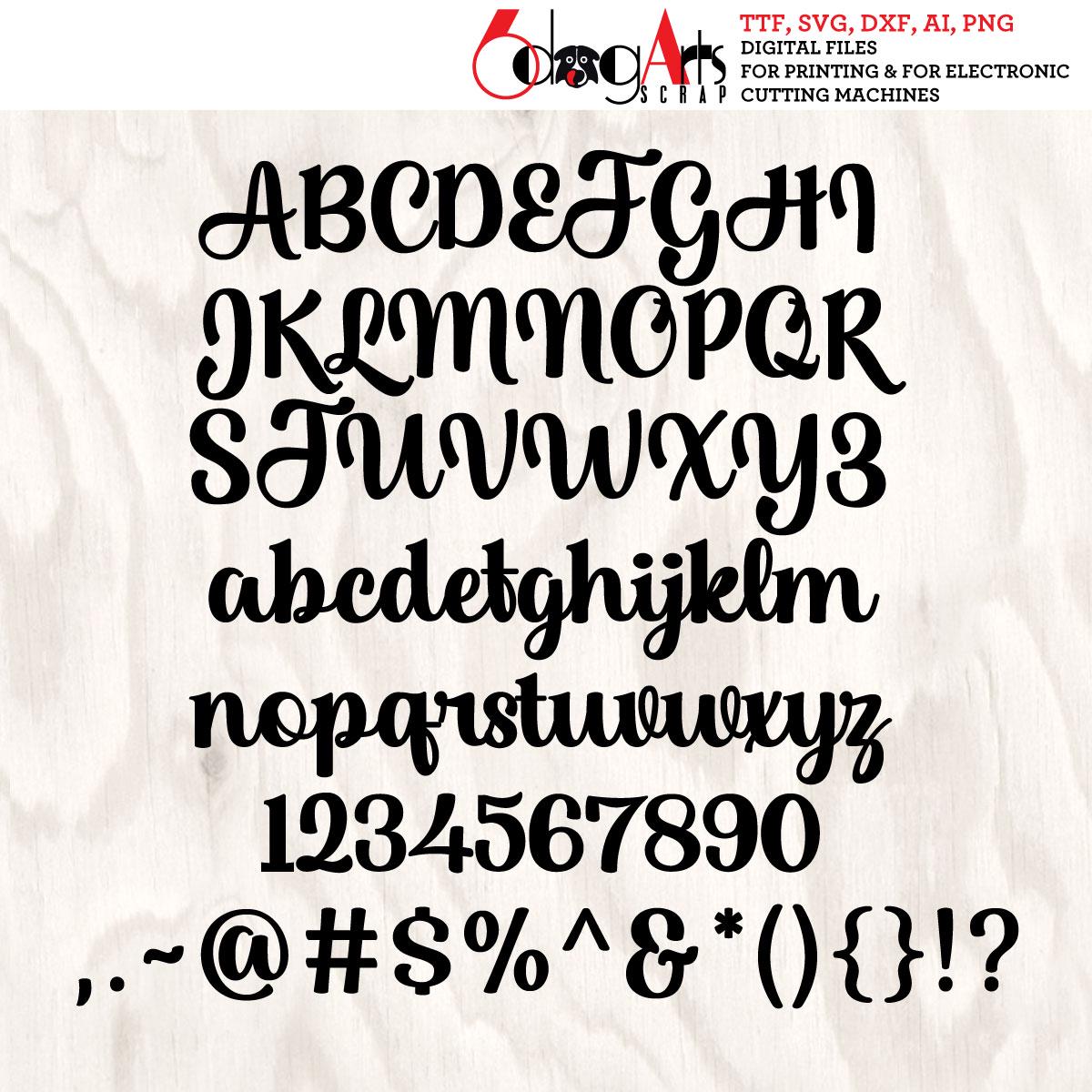 Bold Script TTF Font & SVG Vector Images Alphabet Letters Laser Cricut ...