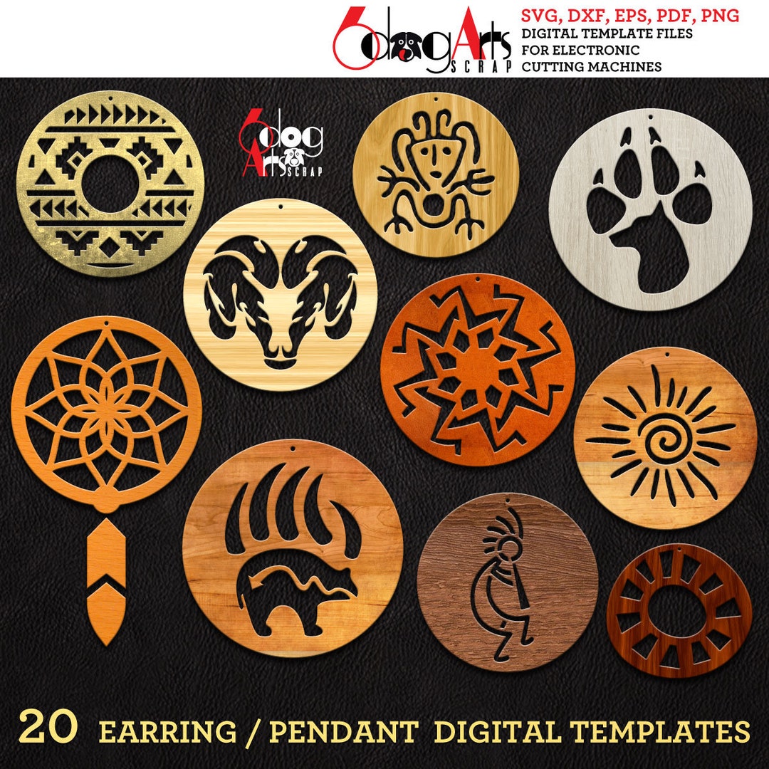 19 Native American Wood / Acrylic Earring Pendant Templates Vector ...