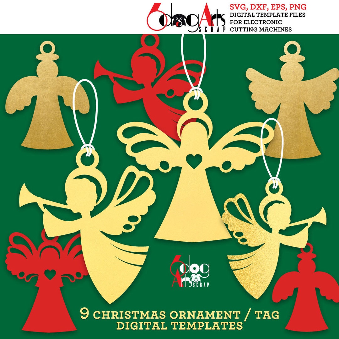 9 Christmas Ornaments Tags Digital Files SVG DXF Vector Cuttable ...