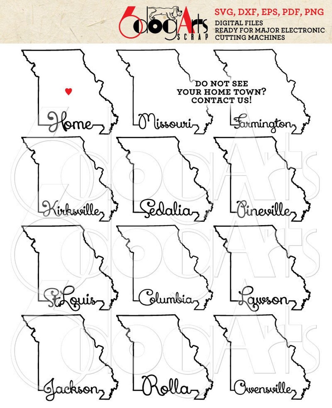 Missouri Outline Typography Files SVG DXF Silhouette Cricut - Etsy