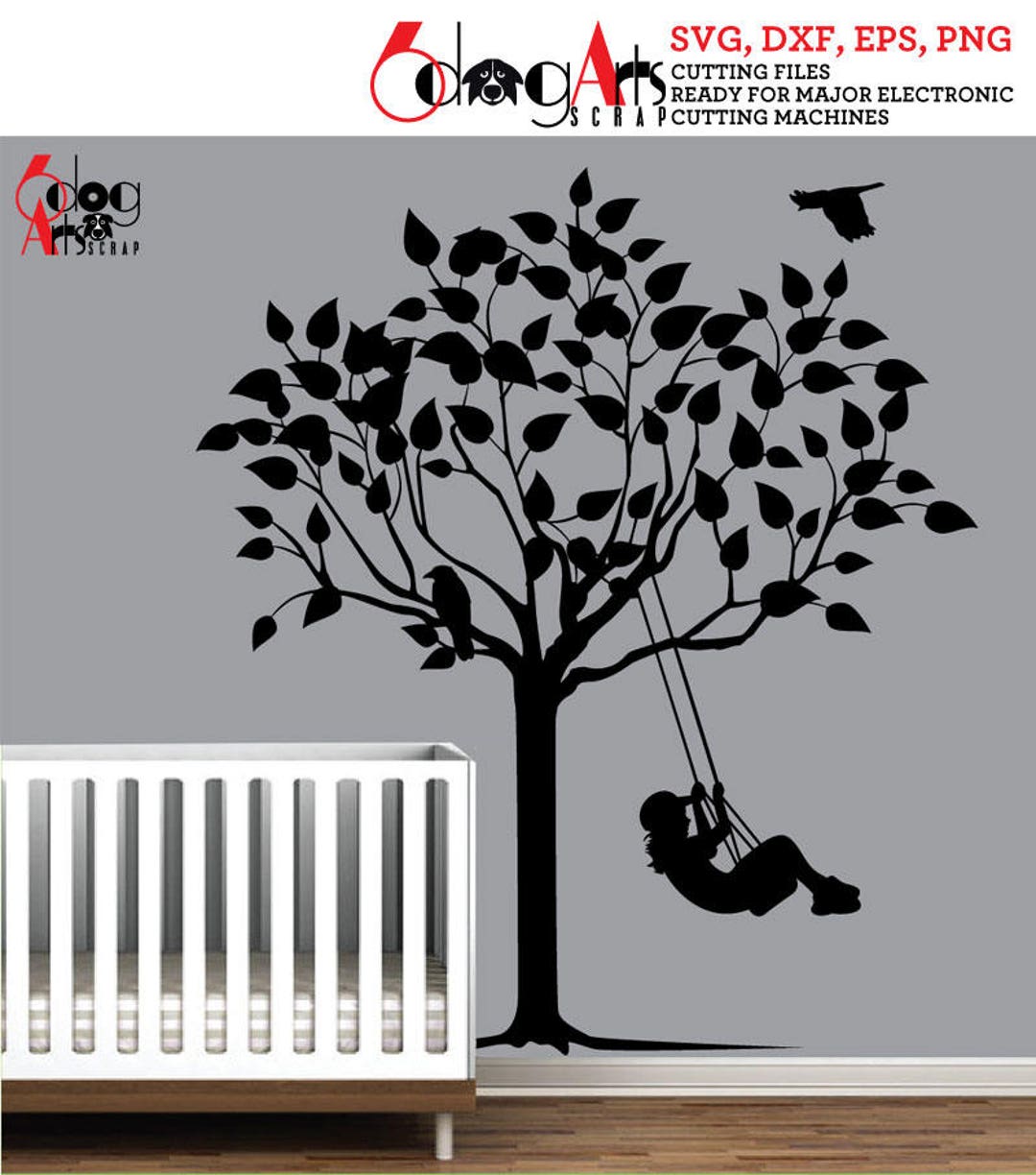 Tree Swing Clip Art Digital Vector Files SVG DXF Printable Download for ...