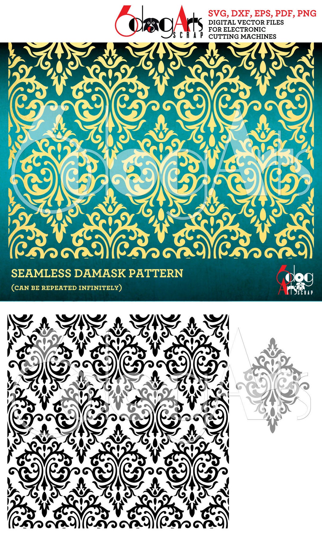 Seamless Damask Pattern Pick-a-boo Tumbler Vinyl Decal - Etsy