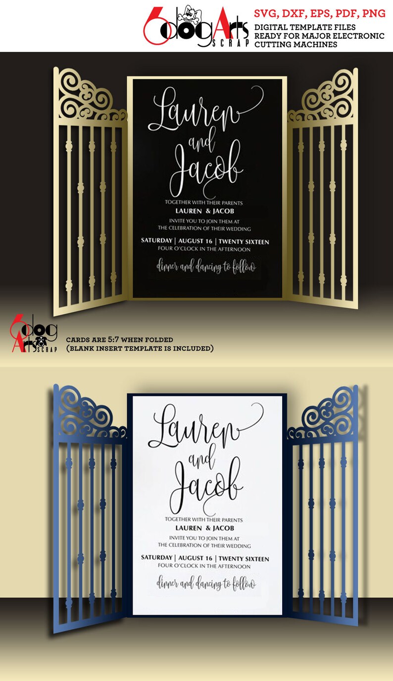 Gate-fold Card Template Digital SVG DXF Files Wedding - Etsy Canada