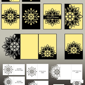 10 Snowflake Christmas Card Templates Digital SVG DXF Files Wedding ...