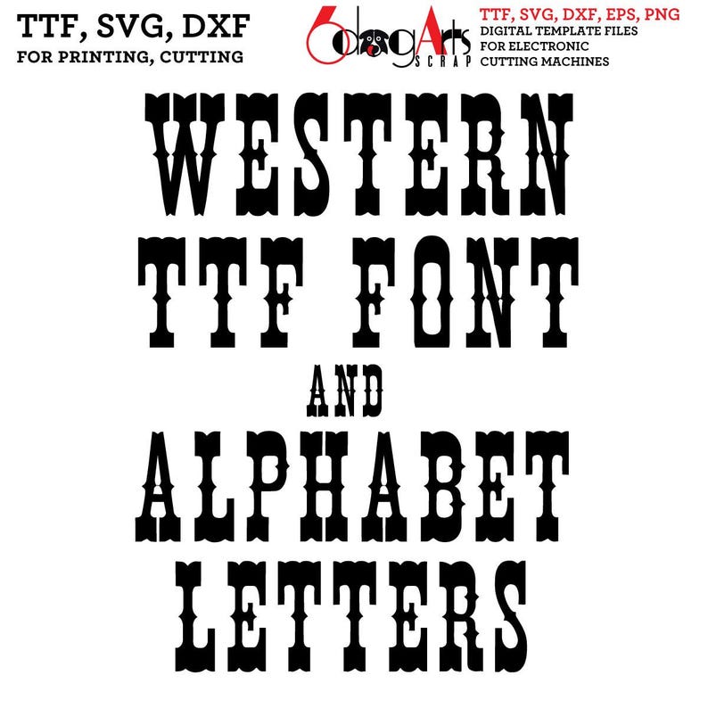 Western TTF Font and SVG Vector Alphabet Letters for Laser Cutting ...