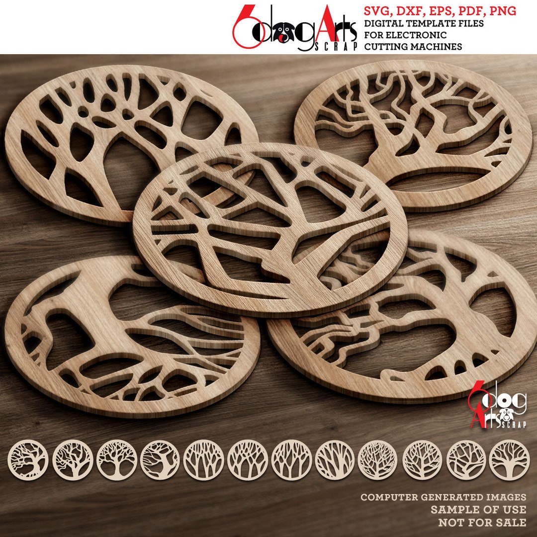 12 Tree Coaster Trivet Templates Digital SVG DXF Files Instant Download ...