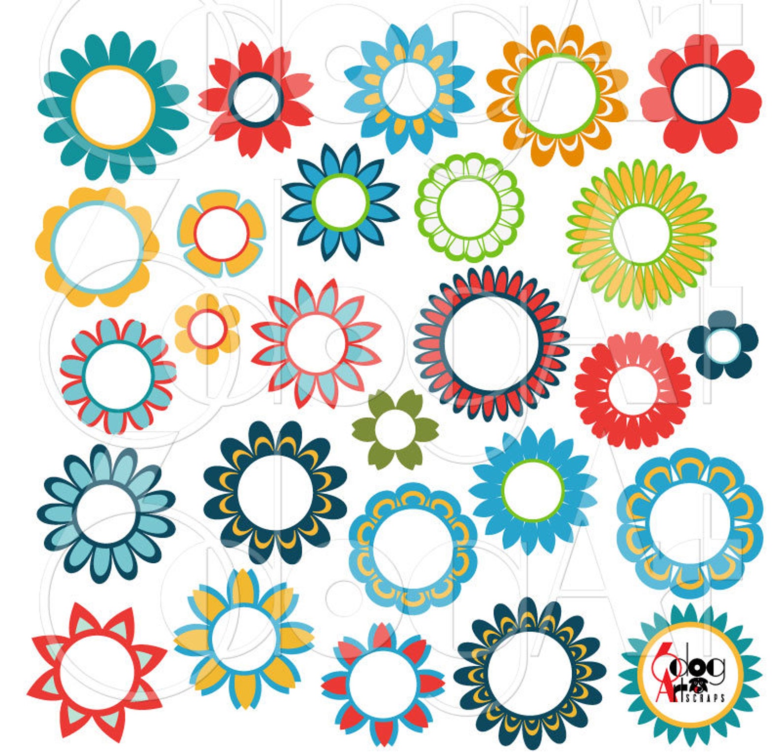 Flower Monogram Frames Vector Digital Cut Files Svg Dxf Eps | Etsy