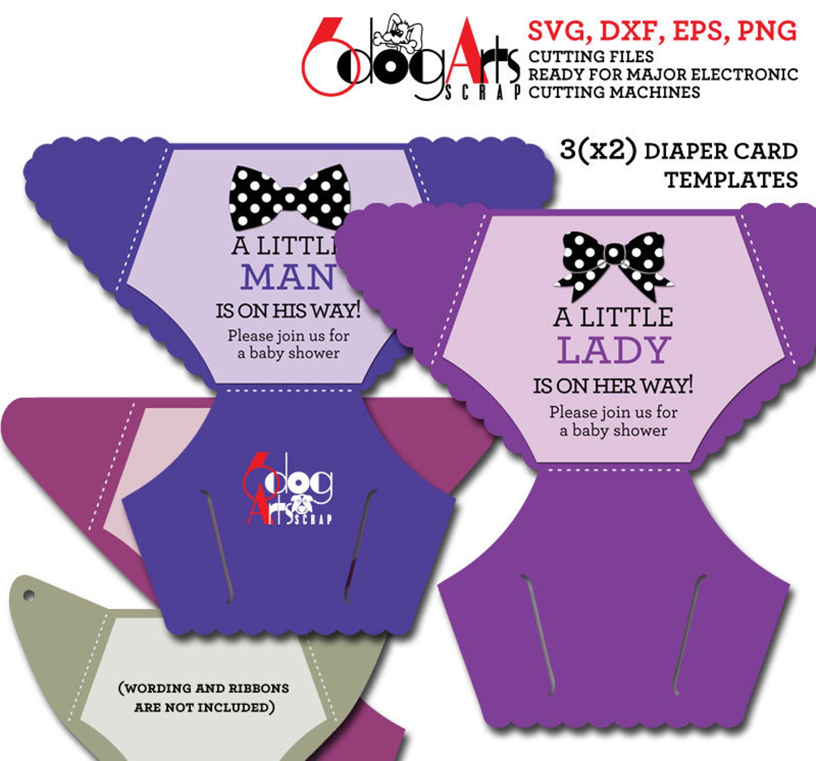 3 Diaper Card Templates Digital Cut SVG DXF Files Baby Shower | Etsy ...