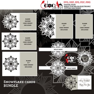 7 Snowflake Christmas Card Templates Digital Cut SVG DXF Wedding ...
