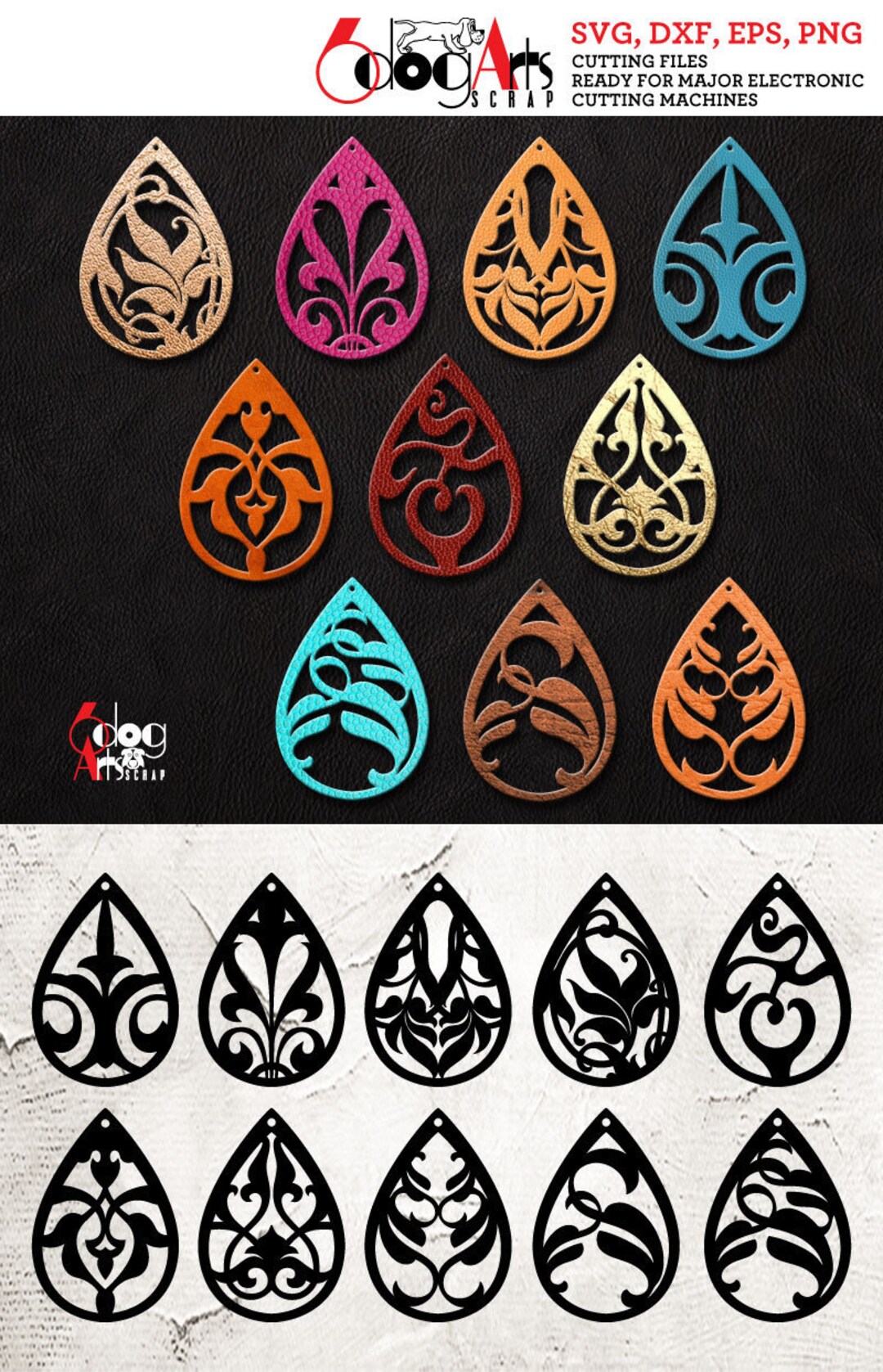 10 Earring Pendant SVG DXF Templates Wood Acrylic Metal - Etsy