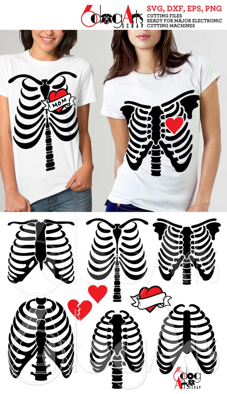 Halloween Skeleton Rib Cage Vector Digital Files SVG DXF | Etsy
