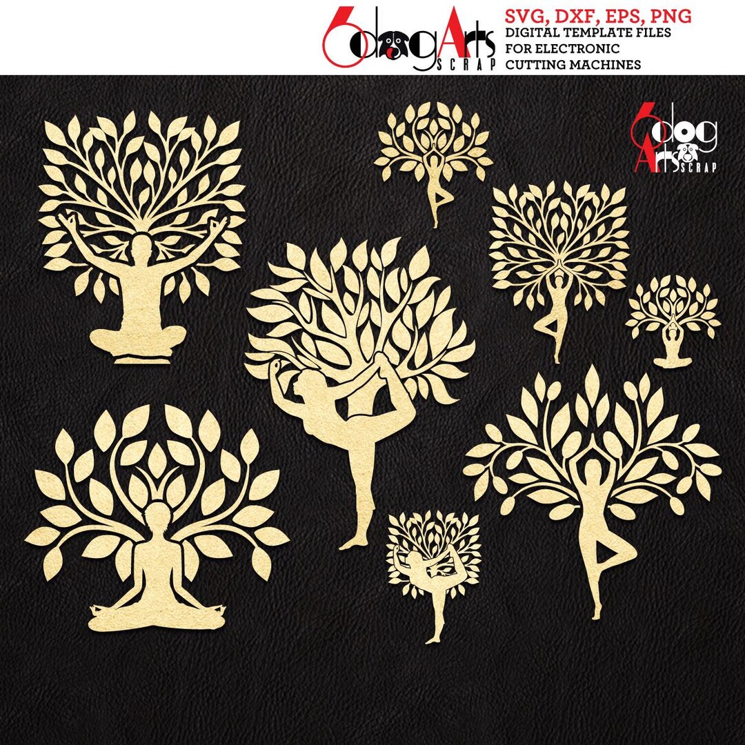 Yoga Tree of Life Logos Vector Digital Files SVG DXF Download Vinyl ...