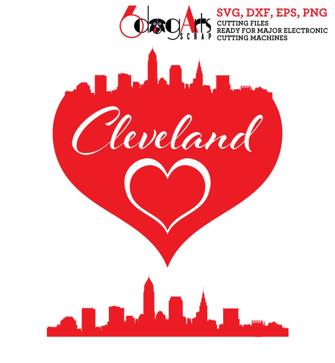 Cleveland Skyline Love Heart Digital Files SVG DXF Cuttable Designs ...
