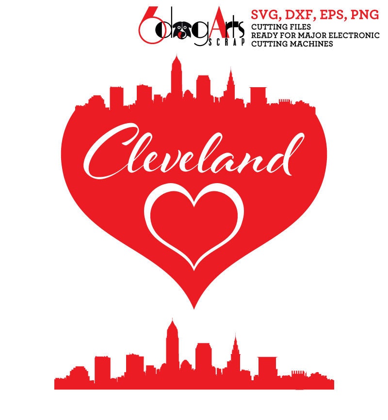 Cleveland Skyline Love Heart Digital Files SVG DXF Cuttable Designs ...