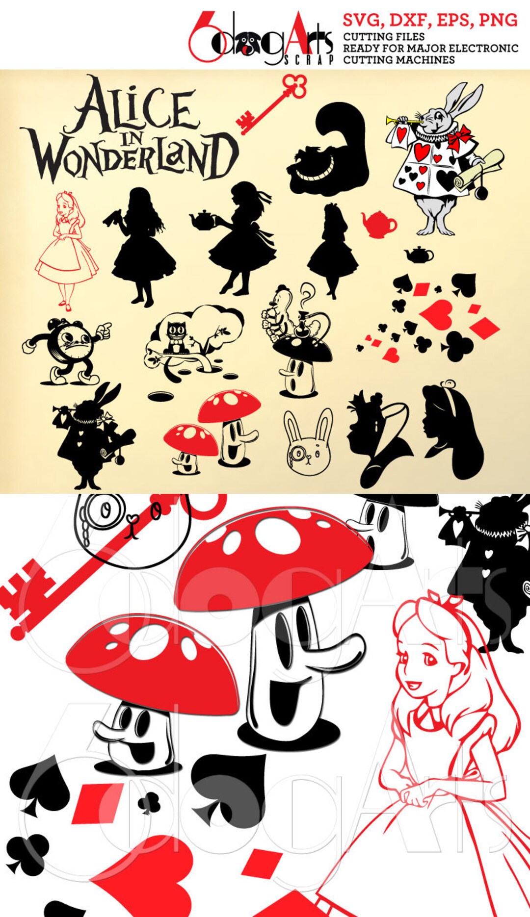 Alice in Wonderland Digital Files Svg Dxf Eps Png Silhouette - Etsy