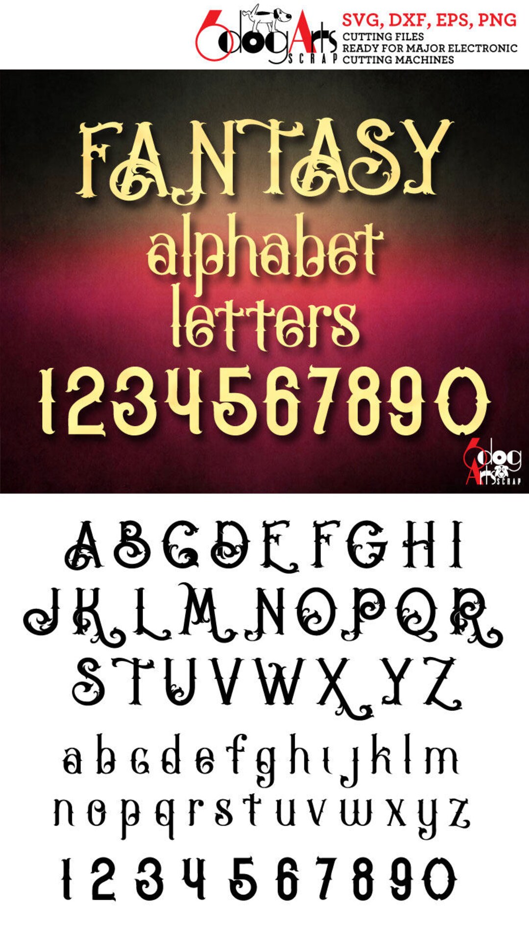 Fantasy Curly Alphabet SVG DXF Vector Images Monogram Cuttable Letters ...