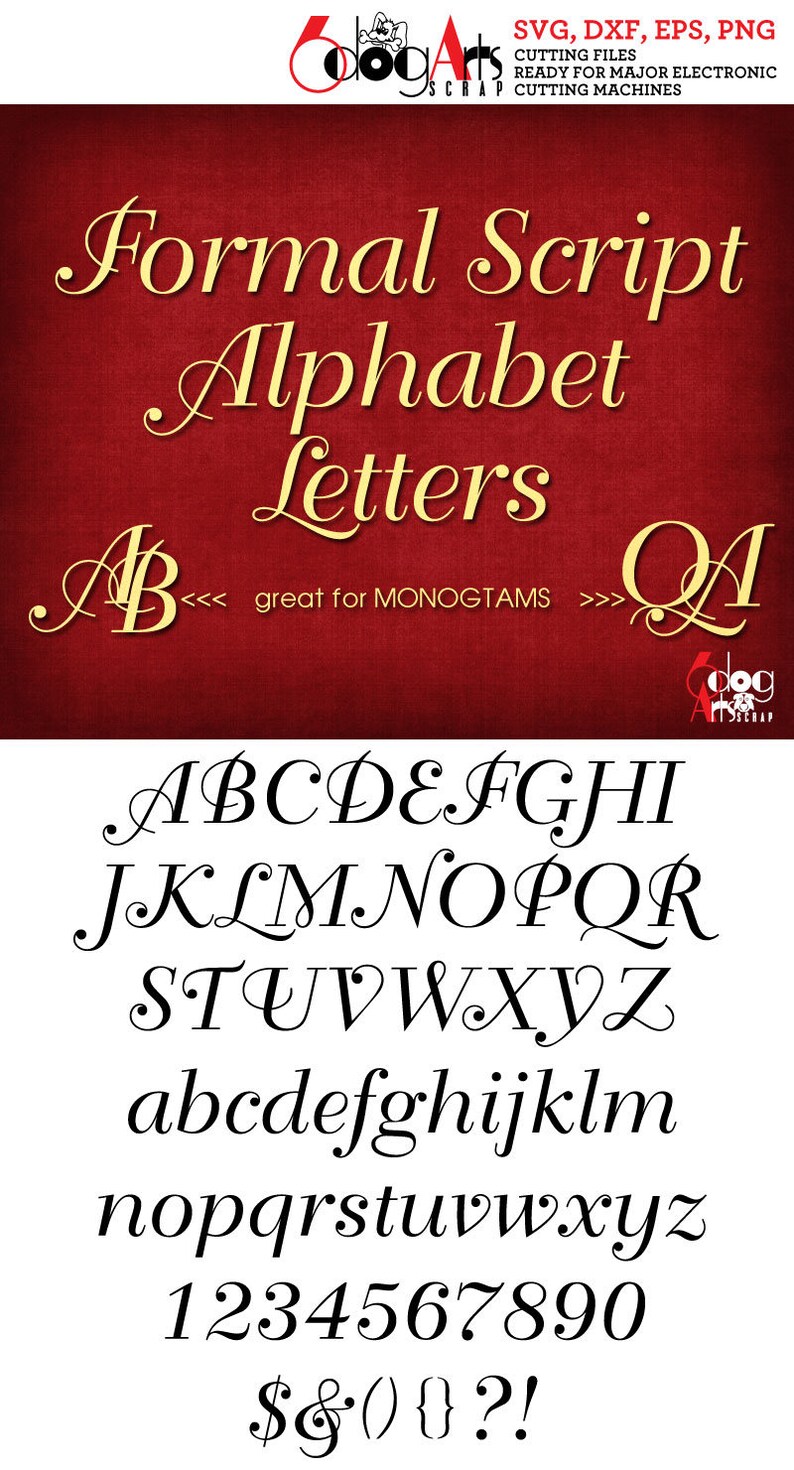 Formal Script Alphabet Letters SVG DXF Vector Images Monogram - Etsy ...
